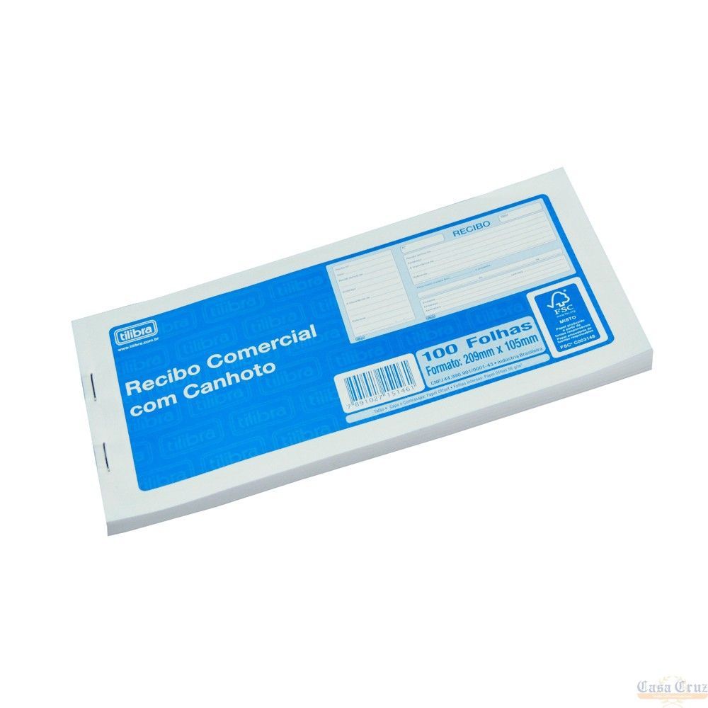 Bloco Recibo Comercial c/ Canhoto 100fls Tilibra – .Zip Papelaria