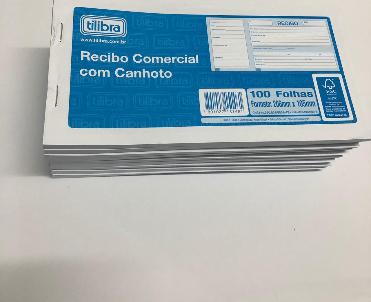 Recibo Comercial c/ Canhoto pcte c/10un. 100fls Tilibra – .Zip Papelaria